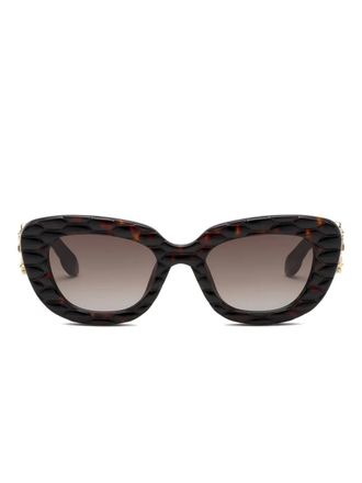 Roberto Cavalli Sonnenbrille mit gestepptem Gestell - Braun