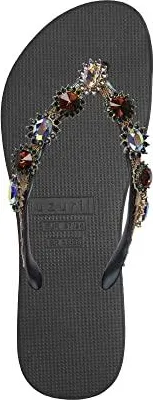 UZURII | Monroe - Zwart | Tongs pour femme | Sandales confortables et &eacute;l&eacute;gantes faites &agrave; la main | Pour int&eacute;rieur et ext&eacute;rieur 41/42