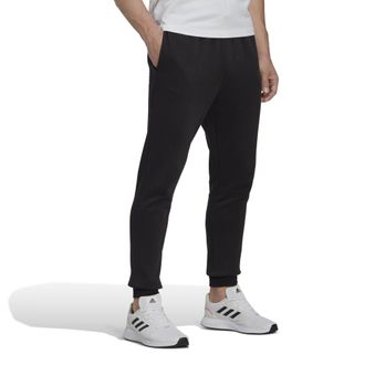 adidas Herren Essentials Fleece Regular Tapered Pants, schwarz/wei&szlig;, Gro&szlig;