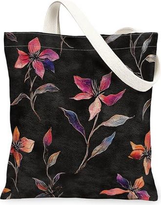 Generic Spring Coleus Sac fourre-tout en toile pour le shopping 33 x 38 cm, sac d&eacute;picerie r&eacute;utilisable vintage pour femme, motif de voyage floral, d&eacute;coration 