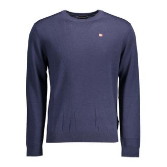 Napapijri Blauer Wollpullover mit Stickerei - - Knitwear - Herren - Blau - S