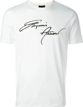 Emporio Armani Homme, Tops, Blanc, Taille: XL T-shirt &agrave; imprim&eacute; Signature