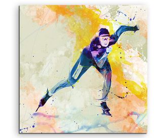 Paul Sinus Art Eisschnelllauf 60x60cm Wandbild SPORTBILD Aquarell Art tolle Farben von Paul Sinus