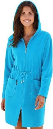 Morgenstern Robe de Chambre Femme léger avec Fermeture éclair, Ceinture et Capuche, Taille Small, de Couleur Turquoise Emily