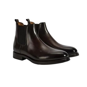 Desa Bottines Man - Tige en Cuir, Bout Rond, Semelle Plate, Lacets élastiques, Respirantes | Brun - 41