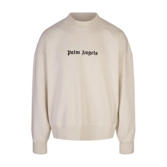 Palm Angels Wei&szlig;er Crew-neck Sweatshirt mit Logo-Print - - Sweatshirts & Hoodies - Herren - Wei&szlig; - XL