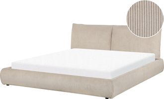 Beliani Polsterbett Cord beige/Taupe 180 x 200 cm mit gepolstertem Kopfteil Vinay