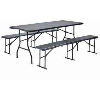 Oviala Oviala - Ensemble table et 2 bancs pliants en pehd