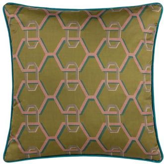 Riva Paoletti Carnaby Kissen mit Federfüllung, geometrisches Muster, Satin