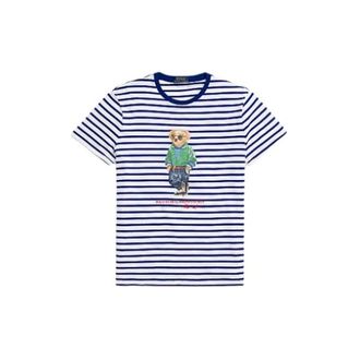 Polo Ralph Lauren Striped Polo Bear T-Shirt - - Tops - Herren - Blau - 2XS