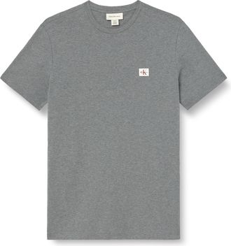 Calvin Klein Jeans Herren SS Badge 30S Jersey Classic Tee LV04RC272G Tees, Grau (Med Grey Htr), XL, Grau (Med Grey Htr), XL