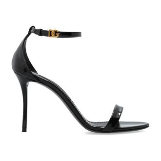 Dolce & Gabbana Ledersandalen mit Absatz - - Shoes - Damen - Schwarzk - 37 1/2 EU