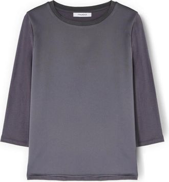Motivi Femme, Tops, Gris, Taille: 36 FR T-shirt bicolore &agrave; manches trois quarts