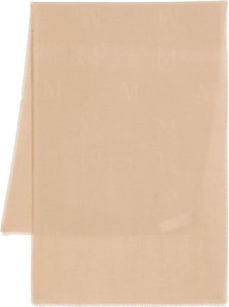 Max Mara Tücher & Schals - Jacquard Logo Motif Scarf With Fringed Edges - Gr. unisize - in Beige - für Damen