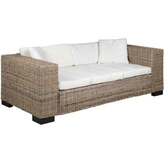 vidaXL Vidaxl - 3-Sitzer Sofa Echtes Rattan