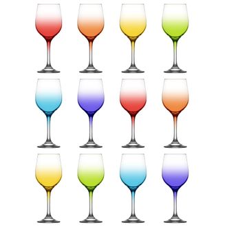 LAV 395ml Fame Weingl&auml;ser - Vollfarbe - 12x Sp&uuml;lmaschinenfest Glas Hochzeit Weihnachten Geburtstag Party Trinken Glaswaren Kelch Geschenkset