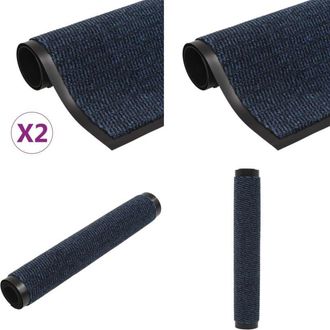 vidaXL Vidaxl - Paillassons rectangulaires 2 pcs 60 x 90 cm Bleu - Tapis Dentrée - Paillasson Intérieur - Tapis Absorbant - Tapis Antidérapant - Tapis