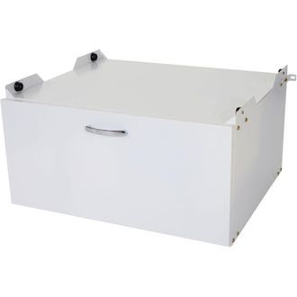 Hhg Meuble sous machine &agrave; laver 881, estrade, pi&eacute;destal, ch&acirc;ssis, tiroir 33x61x62cm blanc
