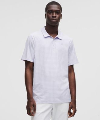 lululemon Sport-Poloshirt mit kurzen Ärmeln und Logo e Passform für Männer - Größe 2XL in Diamond Spot White Lavender Frost