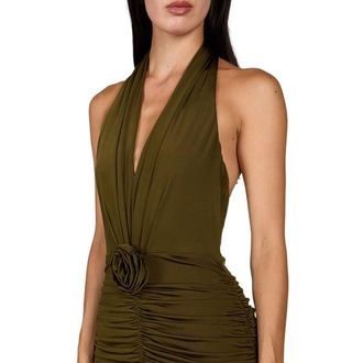 Blumarine Robe longue pliss&eacute;e d&eacute;collet&eacute; dos