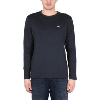 HUGO BOSS T-shirt &agrave; Manches Longues et Col Rond - Homme - Tops - Bleu - Taille: L