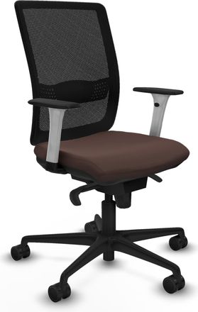 Piqueras y Crespo Hoher Drehstuhl mit schwarzen und wei&szlig;en Armlehnen, h&ouml;henverstellbare Lendenwirbelst&uuml;tze, mit 5 Positionen und injiziertem Schaumstoff, Schwarz/Dunkel