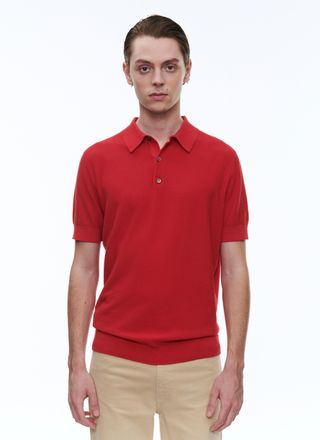 Fursac Polo rouge en coton et cachemire - Taille XXL - Homme