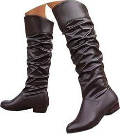 Generic Bottes hautes molles &agrave; bout pointu confortables et tendance automne hiver bottes longues pour femme mode et confortable bottes de marche, D Coffee, 35