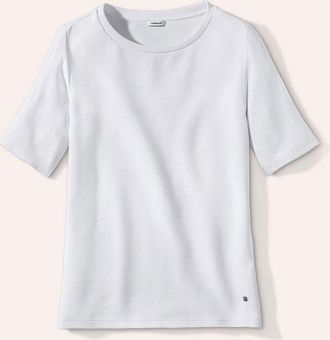 Walbusch T-Shirt Damen Ottoman Shirt Rundhals Halbarm formstabil Elastische Ottoman-Struktur, Viskosemix, atmungsaktiv, pflegeleicht