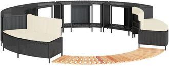 vidaXL Whirlpool-Umrandung Schwarz Poly-Rattan und Massivholz Akazie vidaXL
