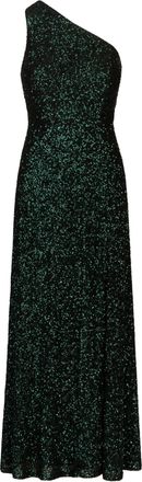 Apart Fashion APART One-Shoulder Abendkleid mit unterschiedlich großen Pailletten Bestickt, Emerald, 38