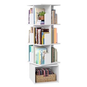 Vasagle Custos Kollektion - Drehbares Bücherregal, Aufbewahrungsregal mit 4 Ebenen, Standregal mit offenen Fächern, 40 x 40 x 124,6 cm, für Schlafzimmer, Wohn