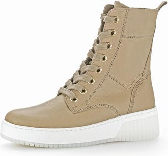 Gabor Beige Leder Schn&uuml;rstiefeletten - - Shoes - Damen - Beige - 38 EU