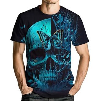 Generic T-shirt graphique pour hommes T-shirt imprim&eacute; 3D squelette T-shirt pour hommes T-shirts amusants Top, bleu, 3XL