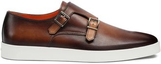 Santoni Low-Top Sneaker - Doppel-Monkstraps aus Leder - Gr. UK_11_5 - in Wei&szlig; - f&uuml;r Damen