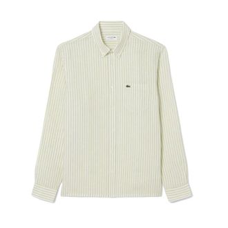 Lacoste Homme, Chemises, Vert, Taille: L Chemise en lin &agrave; rayures