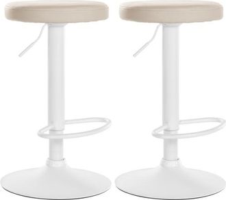Clp Lot de 2 tabourets de Bar Ponte Similicuir I Tabouret de comptoir pivotant I Tabouret r&eacute;glable en Hauteur, Couleur:cr&egrave;me, Mat&eacute;riel du Cadre:m&eacute;tal Blan