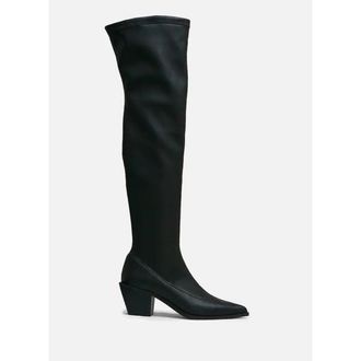 Souliers Martinez Cuissardes ARAVACA en cuir stretch noir