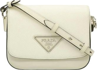 Prada Sac bandouli&egrave;re doccasion en cuir Identity - Femme - Pre-owned - Beige - Taille: ONE Size