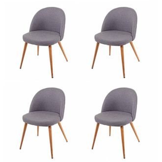 Hhg jamais utilis&eacute;] 4x chaise de salle &agrave; manger 631, fauteuil, style r&eacute;tro ann&eacute;es 50, en tissu, gris fonc&eacute;