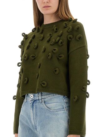 J.W.Anderson Cropped Jersey Sweater - Green
