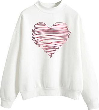 Generic Pull &agrave; capuche imprim&eacute; &agrave; col rond pour femme 2026, blanc, XL