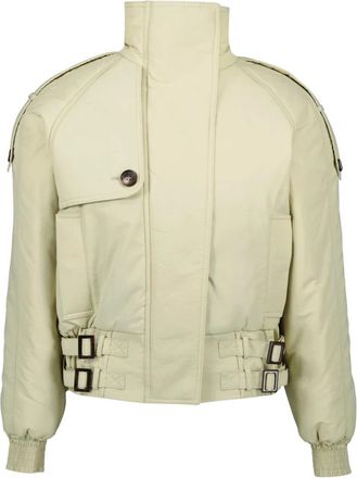 Marine Serre Femme, Vestes, Beige, Taille: 38 FR Bomber en twill gabardine régénéré