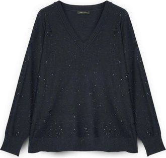 Fiorella Rubino Femme, Pulls, Bleu, Taille: 42 FR Top &agrave; sequins col en V