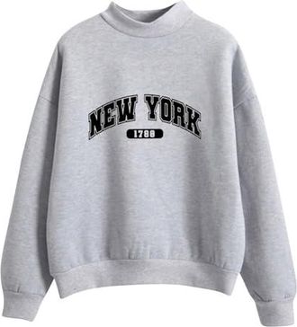 Generic 2026 Printemps Automne Hiver Col O Couleur unie Imprim&eacute; Manches Longues Pull Sweat-shirt, gris, XXL