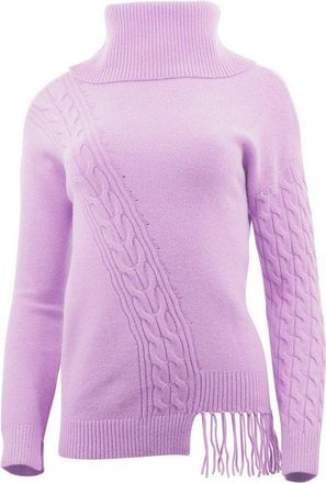 Passioni Rollkragenpullover mit Zopfmusterdetails und Fransen