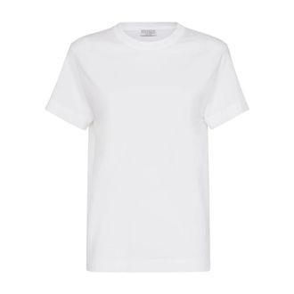 Brunello Cucinelli Monili-Besatz Baumwoll-T-Shirt - - Tops - Damen - Wei&szlig; - XS