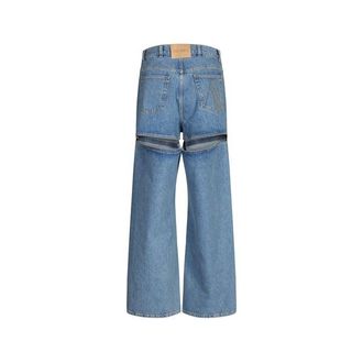 The Attico Jean large et droit avec d&eacute;coupes &agrave; larri&egrave;re en coton