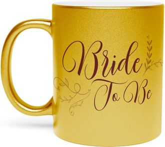 Fabulous Goldene Tasse aus verchromter Keramik - Bride to Be Wedding Bride Calligraphy - 325 ml