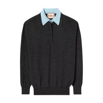 Plan C Polo Langarm Doppio - - Tops - Damen - Grau - M
